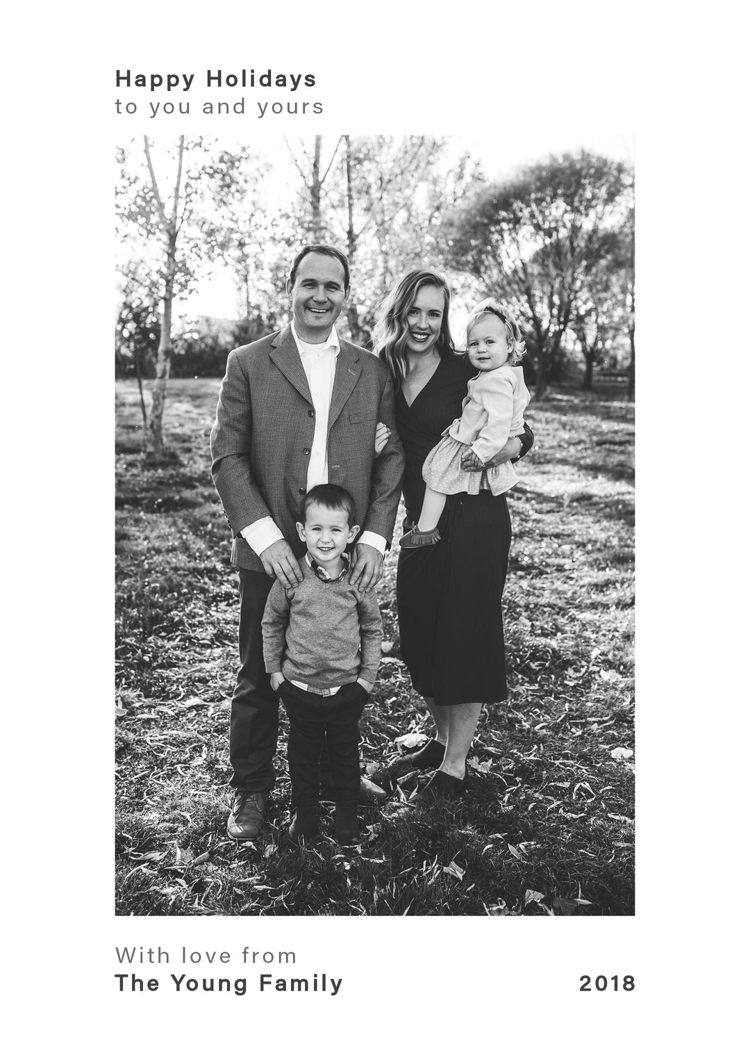 Happy Holidays Black And White Card
